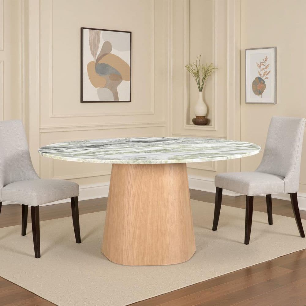 NADAAL STUDIOS Eden Contemporary Green Onyx Marble and Oak Veneer 60 in ...