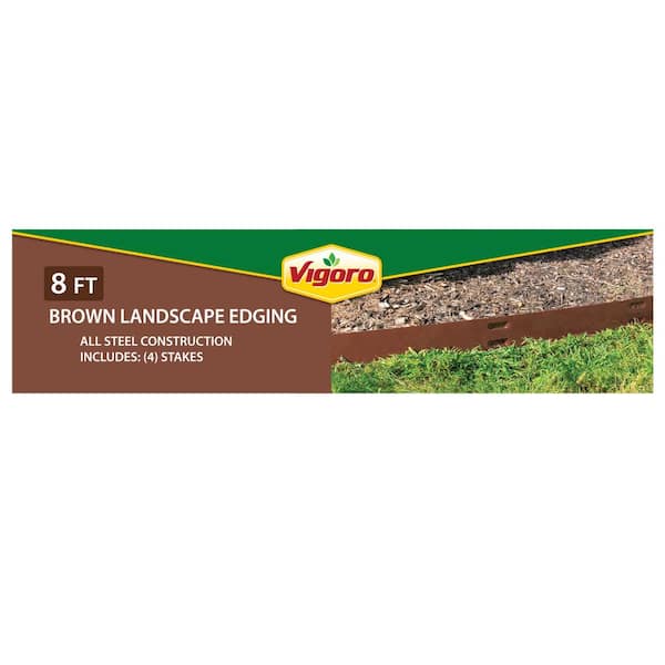 Vigoro 8 ft. Brown Steel Edging with 4 Stakes 867267 - The Home Depot