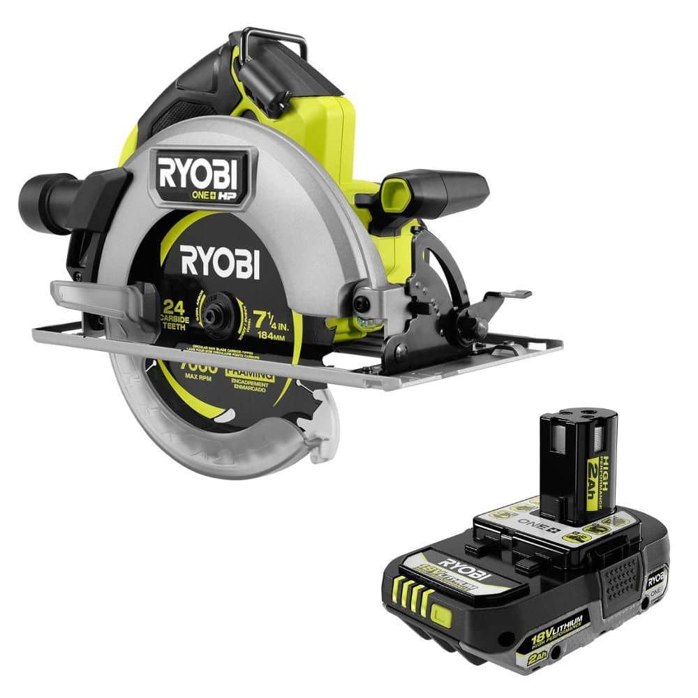 RYOBI ONE+ HP 18V Brushless Cordless 7-1/4 in. Circular Saw with 2.0 Ah ...