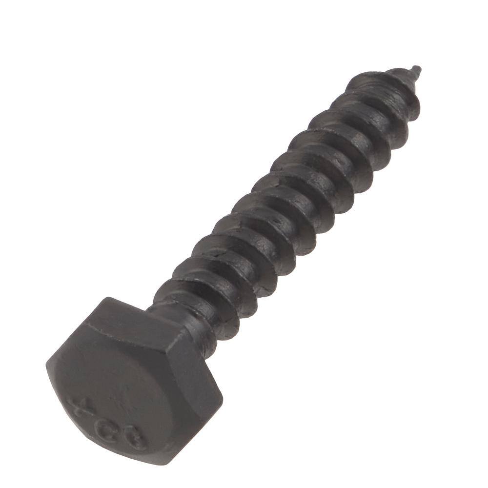 DECKMATE 1/4 in. x 1-1/2 in. Black Exterior Hex Head Lag Screw (25-Pack ...