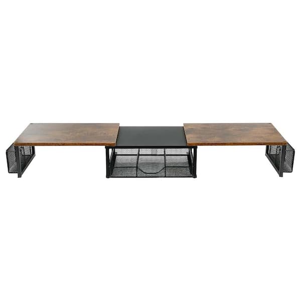 Desk Dual Monitor Stand Riser with Drawer and Pen Holders Office Desk ...