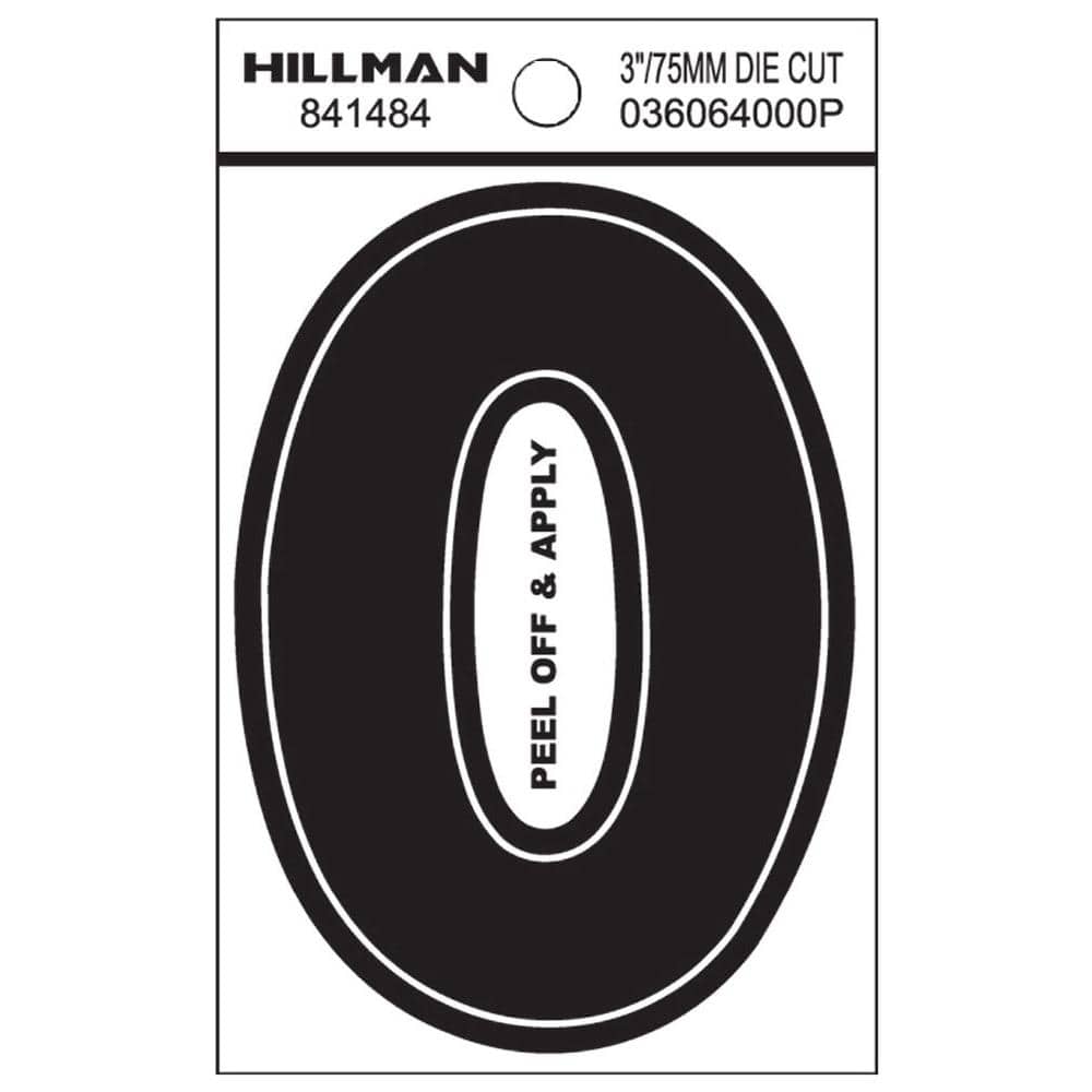 Hillman 3 in. Black Vinyl Die-Cut Number 0 841484 - The Home Depot
