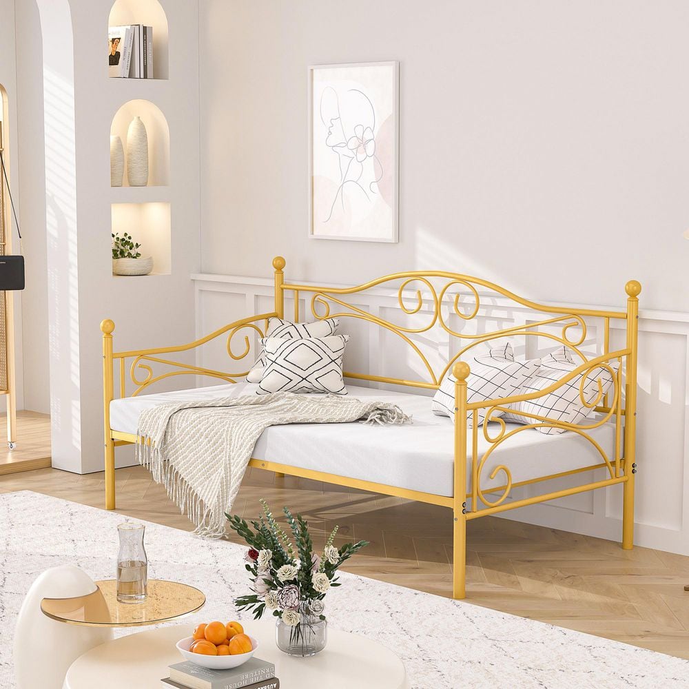 VECELO Twin Daybed Frame with Victorian Scrollwork, Metal Sofa Bed with ...