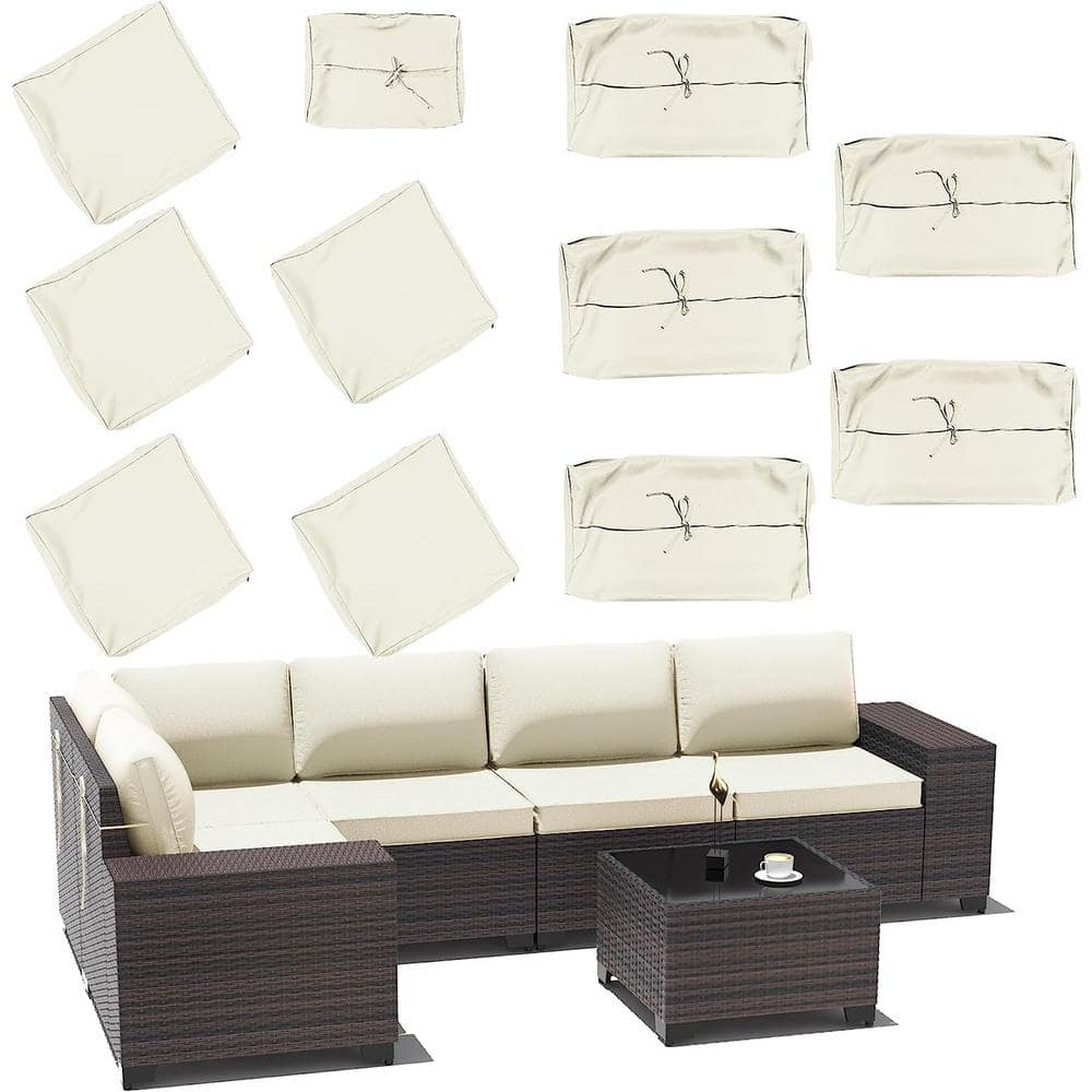Halmuz Outdoor Patio Cream Cushion Cover Shafatao-Cream - The Home Depot