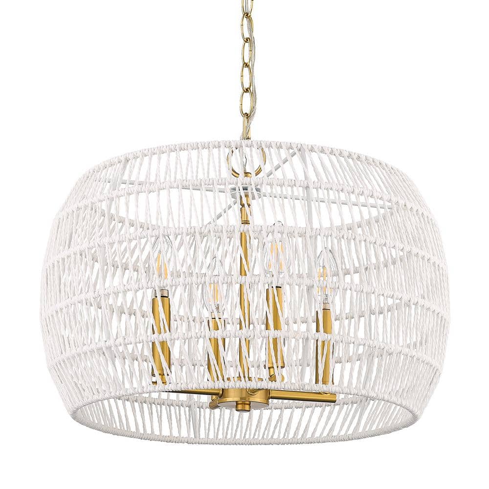 Golden Lighting Ellie 4-Light Modern Brushed Gold and Bleached White ...
