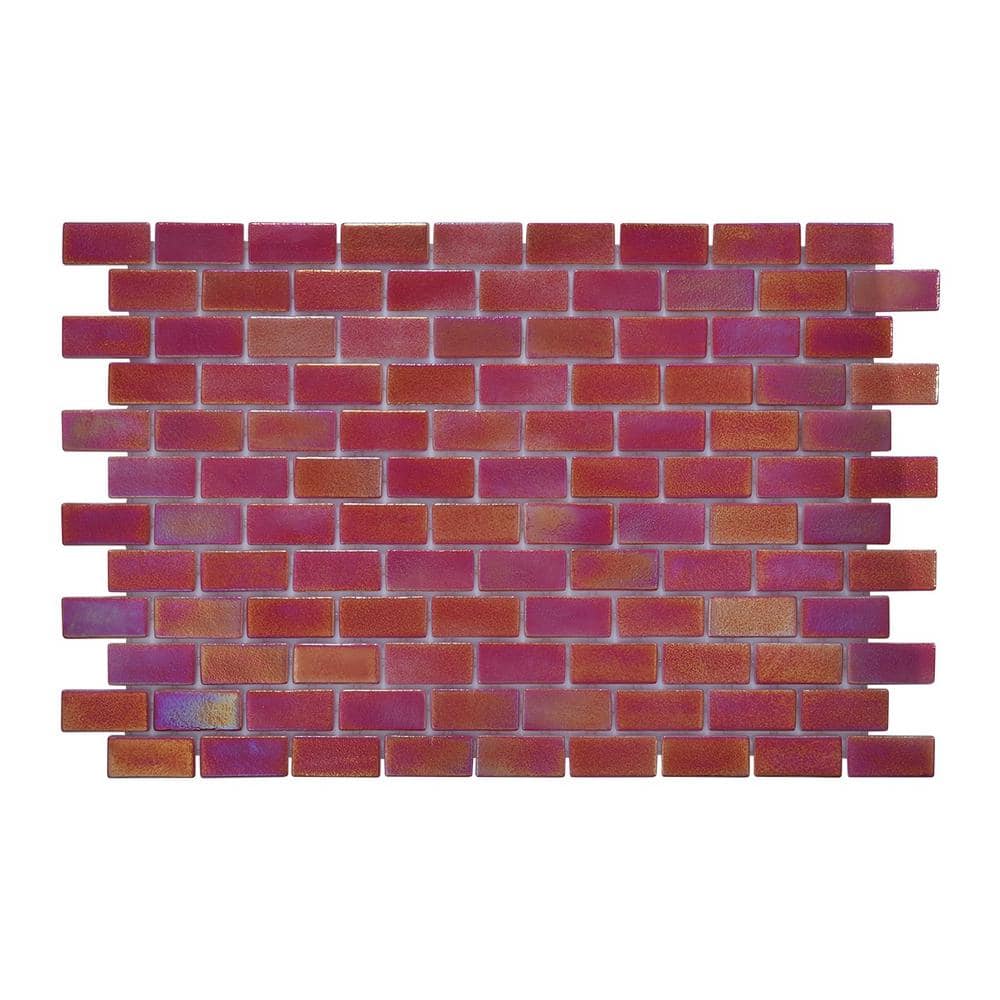 The Tile Doctor Glass Tile Love Burning Subway Red 22.5 in. x 13.25 in ...