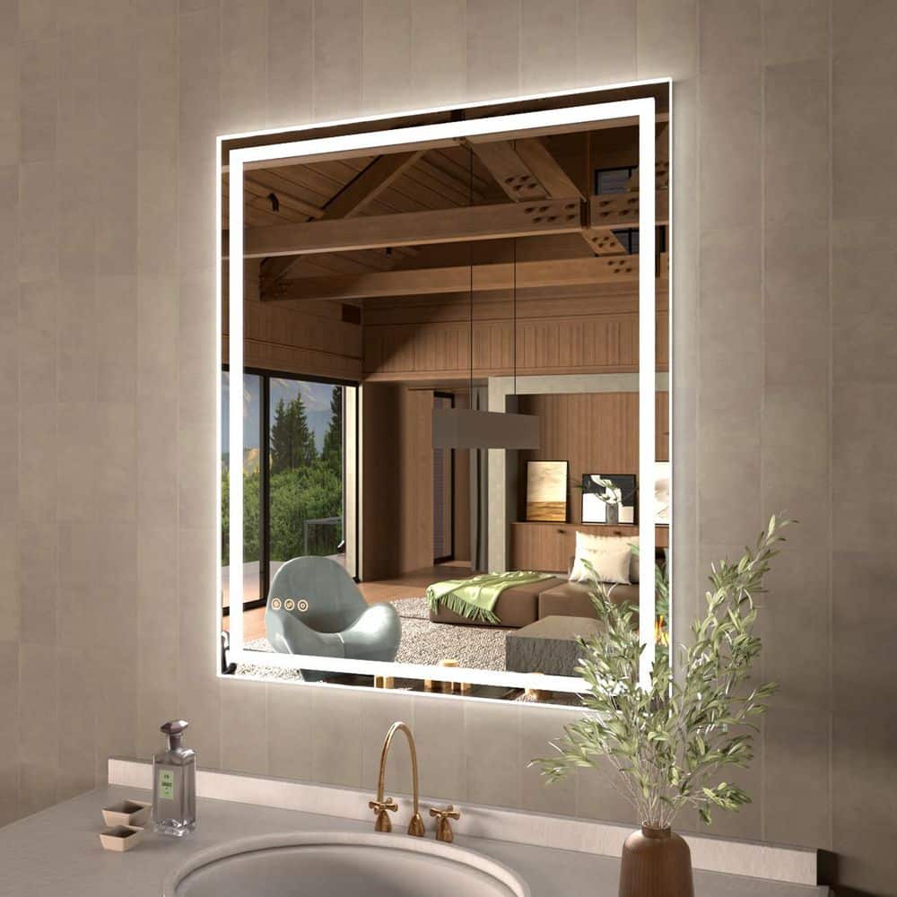 Reviews for Hermitage Bath Twilight 30 in. W x 36 in. H Rectangular Frameless LED Wall Bathroom ...