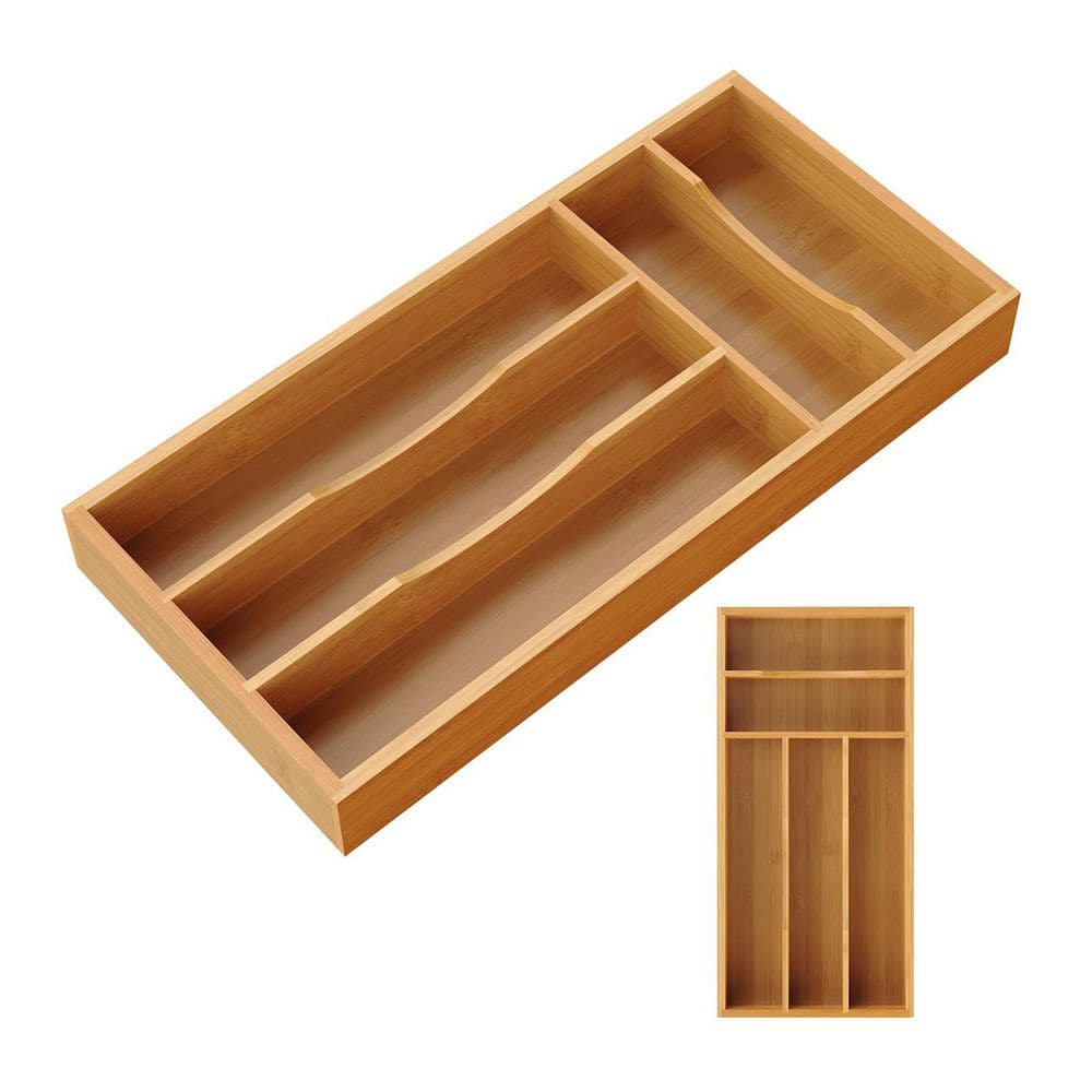 JFVKAF 5-Knife In-Drawer Organizer Bamboo Knife Storage Tray with Smart ...