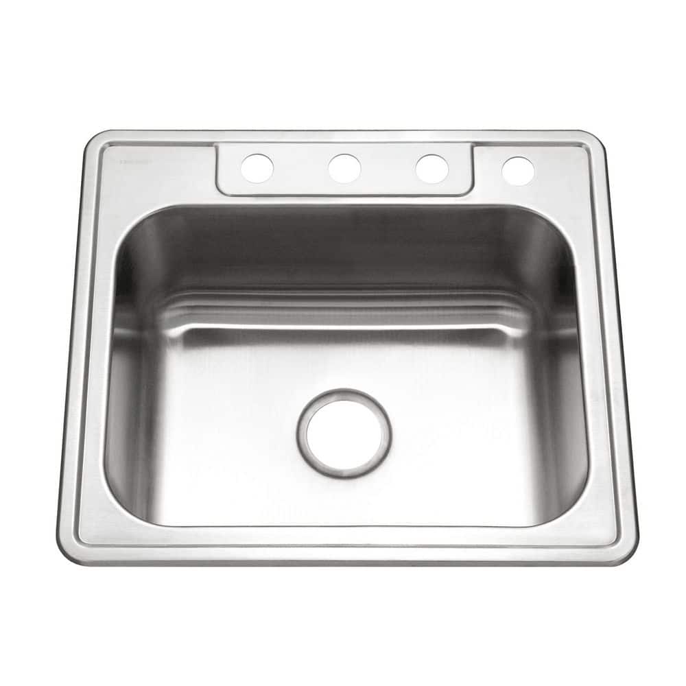 HOUZER Houzer Glowtone 25 in. Stainless Steel Topmount 4-hole Single ...