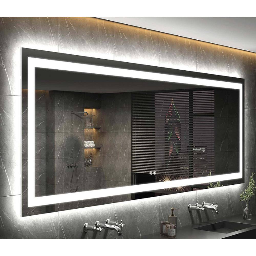 60 in. W x 40 in. H LED Double Light Rectangular Aluminum Frameless ...