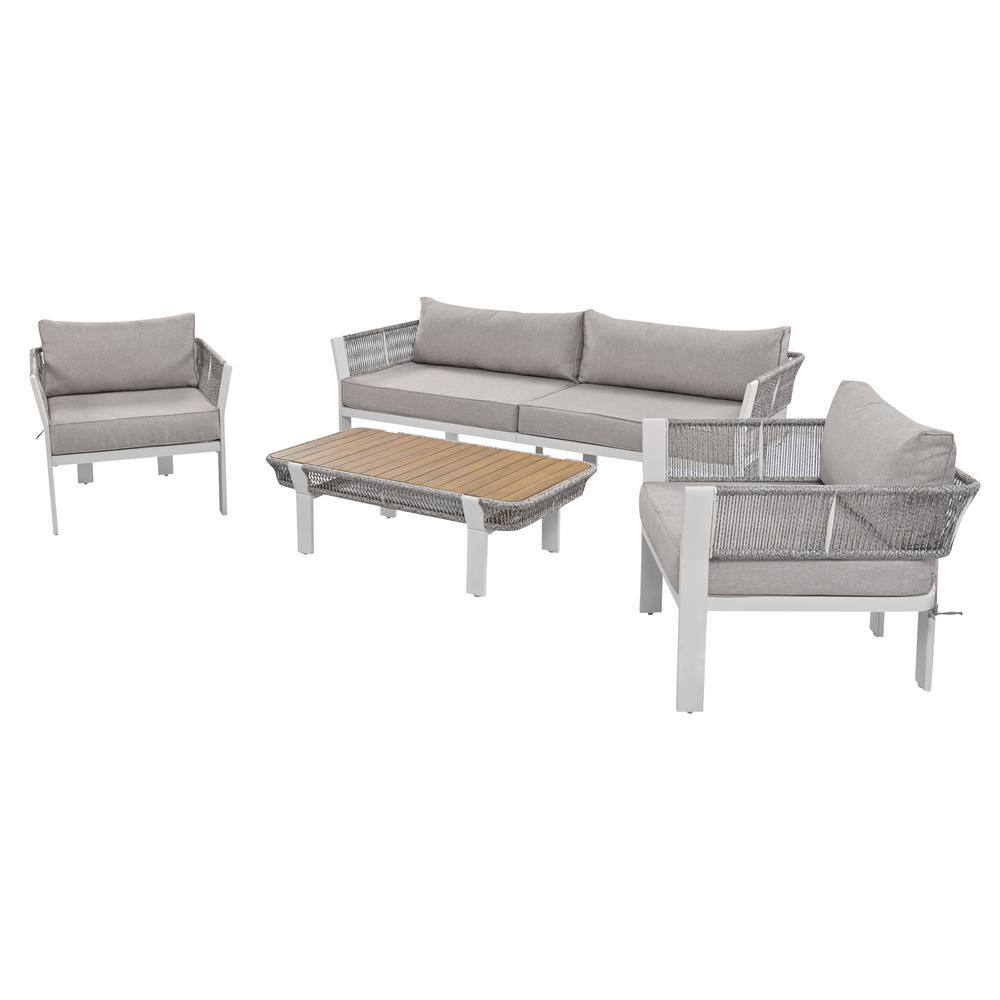 Nestfair Leri 4--Piece Metal Frame Patio Conversation Set with Coffee ...