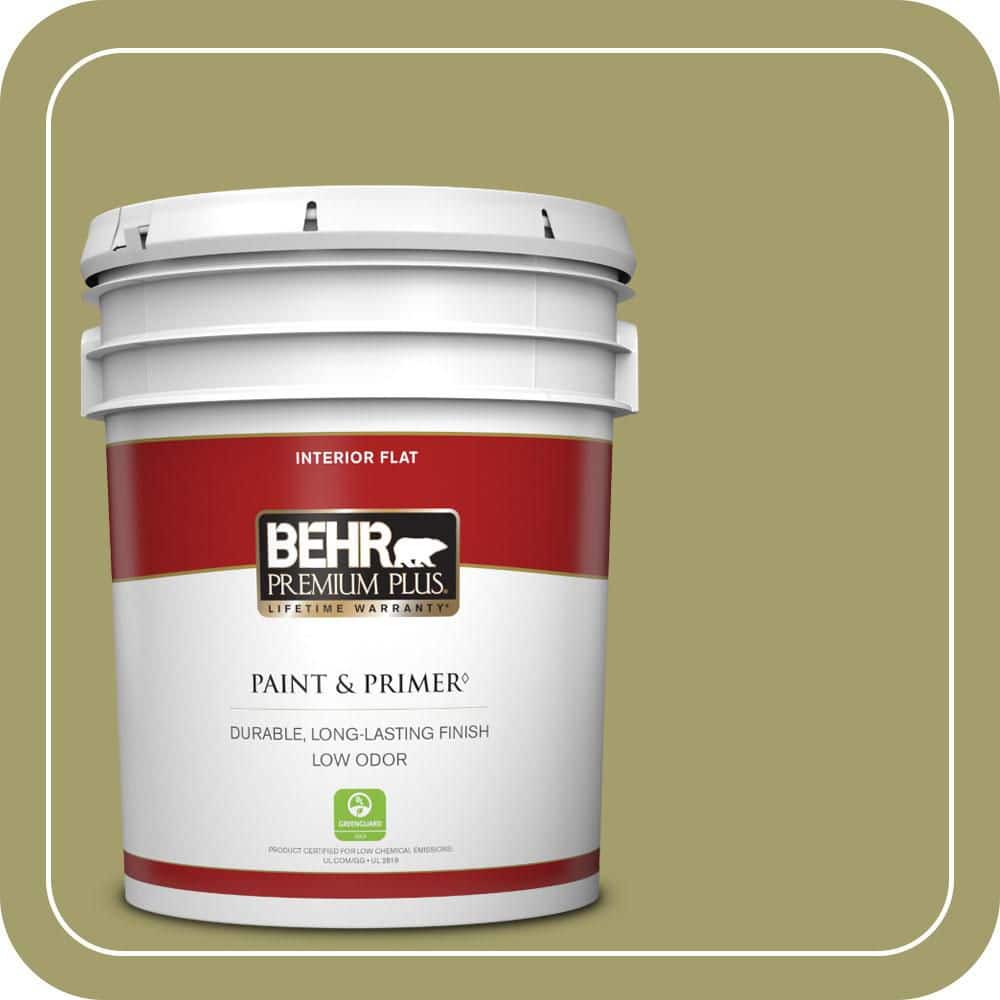 BEHR PREMIUM PLUS 5 gal. #S340-5 Farm Fresh Flat Low Odor Interior ...