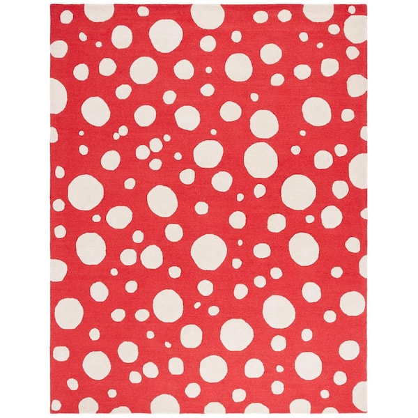 SAFAVIEH Cambridge 8 ft. x 10 ft. Red/Ivory High-Low Dots Area Rug ...