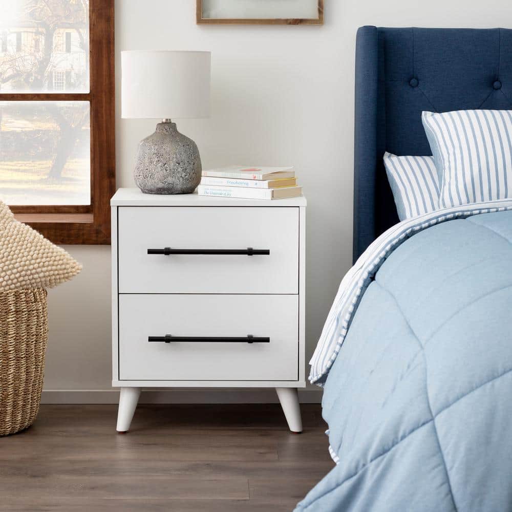 Brookside Emery 2-Drawer White Nightstand BS0001WH2N - The Home Depot