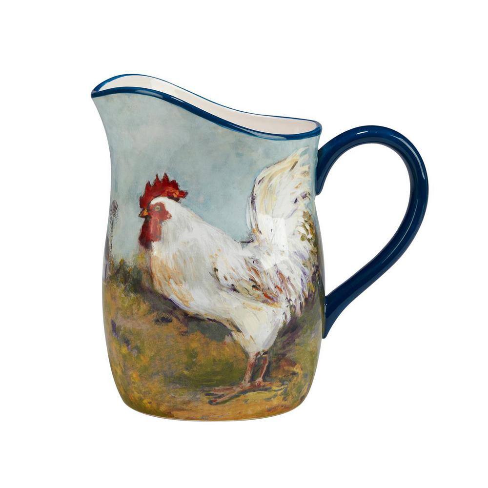 Certified International Rooster Meadow 96 fl. oz. Earthenware Pitcher ...