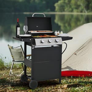 Karl home 2-Burner Portable Propane Gas Grill in Black with Windscreen ...