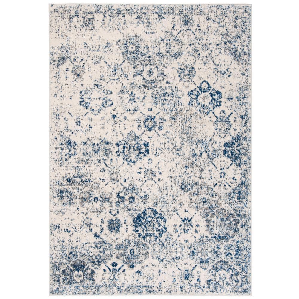 SAFAVIEH Madison White/Royal Blue 4 ft. x 6 ft. Border Area Rug MAD611C ...