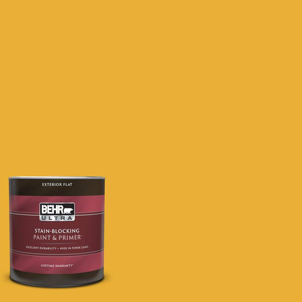 BEHR ULTRA 1 qt. #P280-7 Midsummer Gold Flat Exterior Paint & Primer ...
