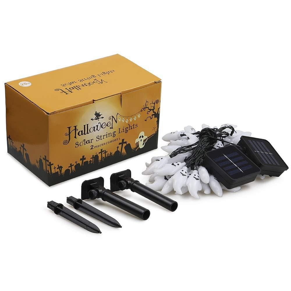 OGETFUUR 20 ft. Solar 30 LED Ghost Halloween String Lights with 8 Modes ...