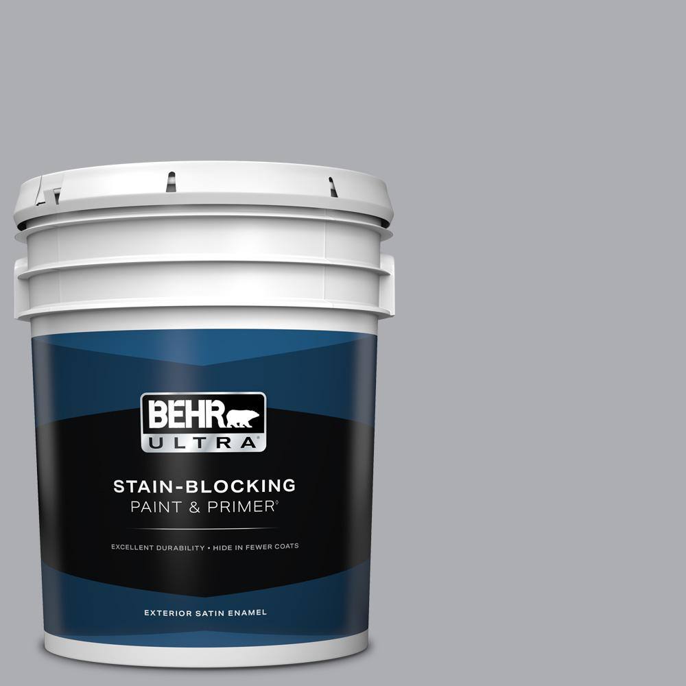 BEHR ULTRA 5 gal. #760E-3 Gray Timber Wolf Satin Enamel Exterior Paint ...