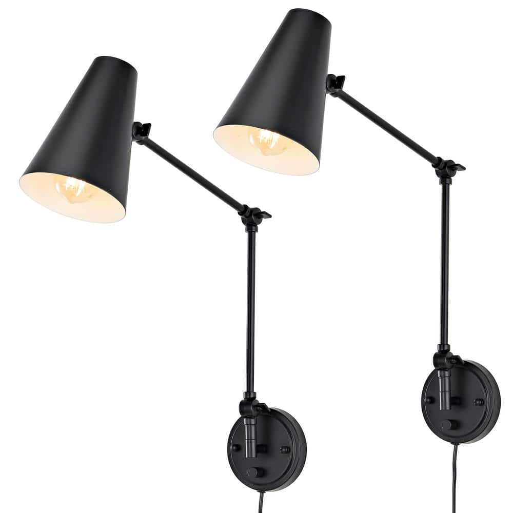 WINGBO Black Swing Arm Wall Lamp, Modern Adjustable Wall Mounted Sconce ...