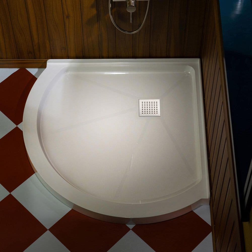 WOODBRIDGE 36 in. x 36 in. Round Corner Shower Pan Base in White with ...