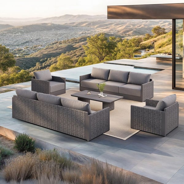 PURPLE LEAF 9 Pieces Outdoor Conversation Sets PP Rope Patio Sofa with ...