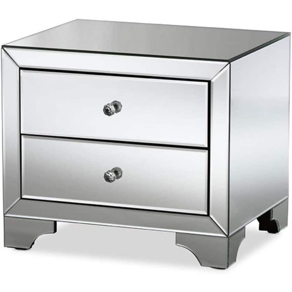 HOME IMPORTS EMPORIUM Silver 2 Drawer 19.69 in. W Nightstand, Sturdy ...