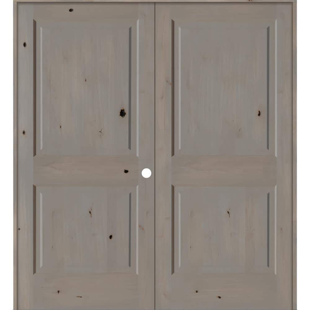 Krosswood Doors 64 in. x 80 in. Rustic Knotty Alder 2-Panel Left-Handed ...