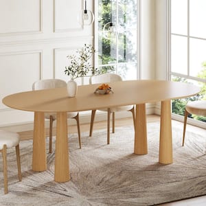 Lirago Oval Walnut Solid Wood 67 in. Kitchen Tables 4-Legs Dining Table ...