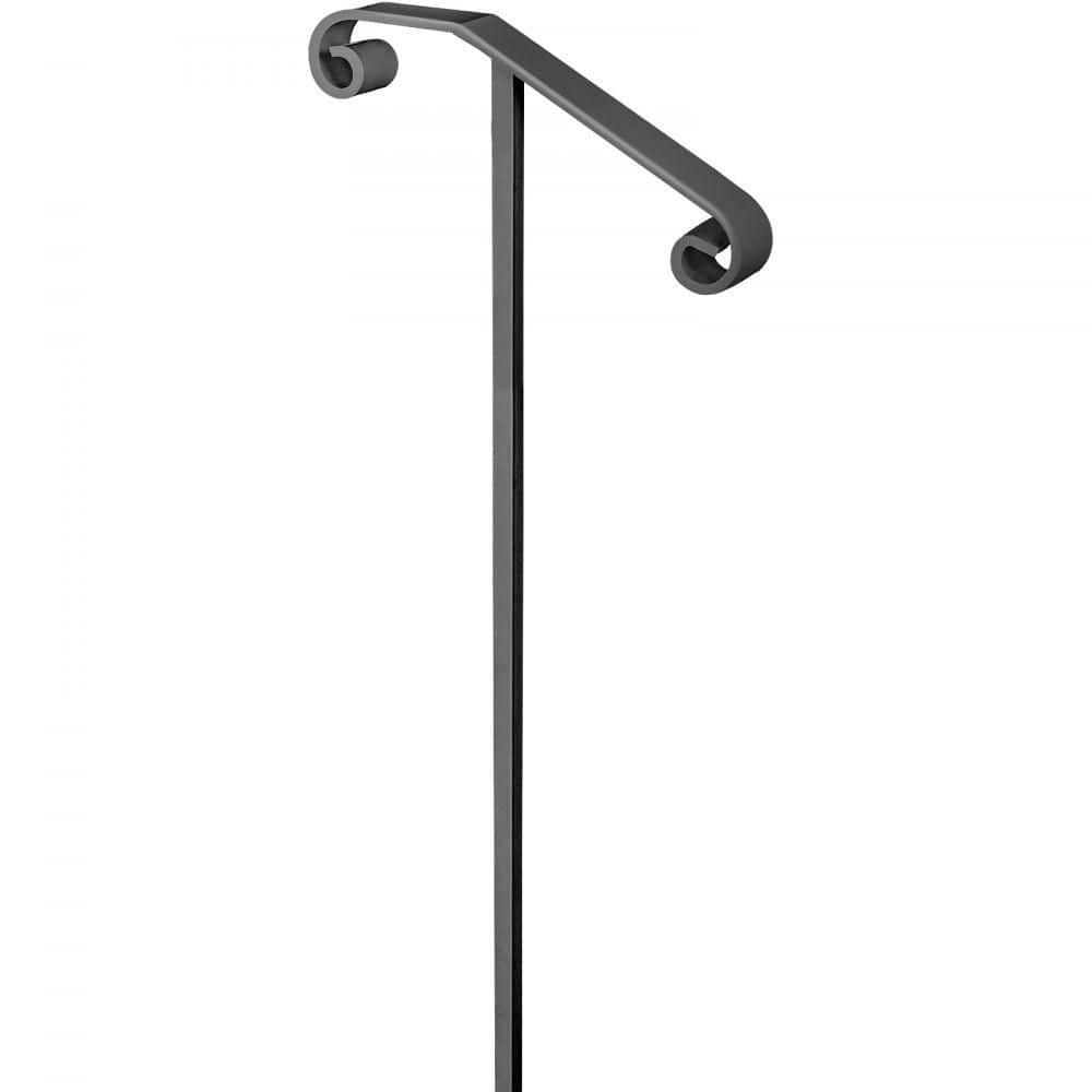 Laybus 4.8 ft. Black Single Post Handrail Wrought Iron Post Mount Step ...