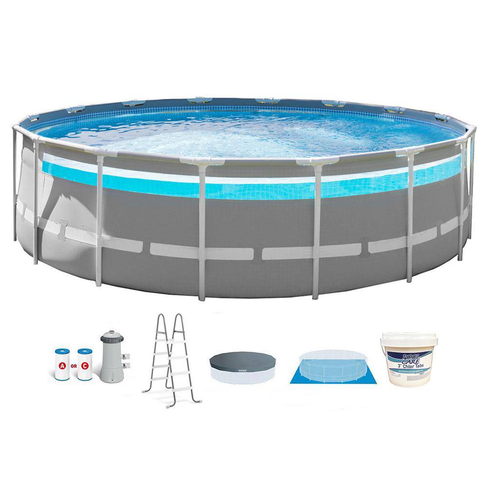 Intex 16 ft. x 48 in. Prism Above Ground Swimming Pool Set with ...