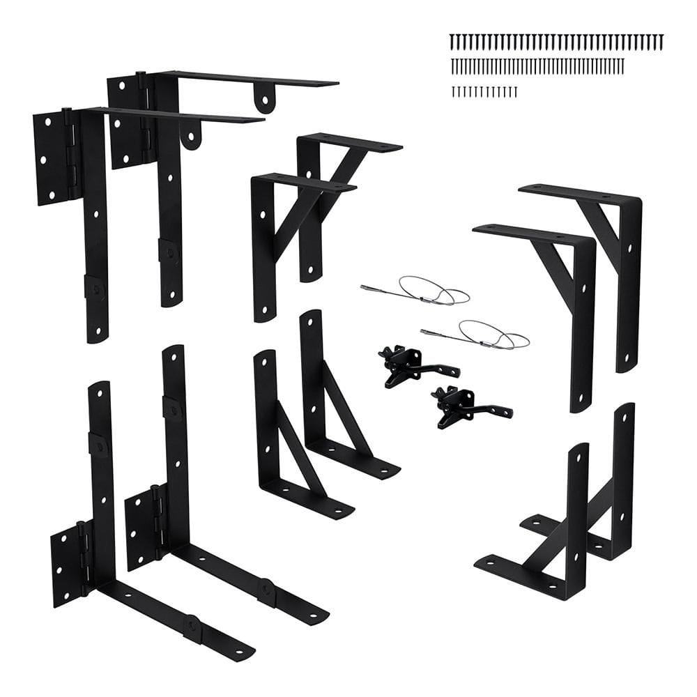 Afoxsos Heavy Duty Steel Black Gate Corner Brace Bracket Kit with Self ...