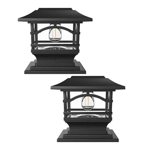 Lighting Solar Outdoor Post Cap Lights, Black (2-Pack) L096X7R7QC - The ...