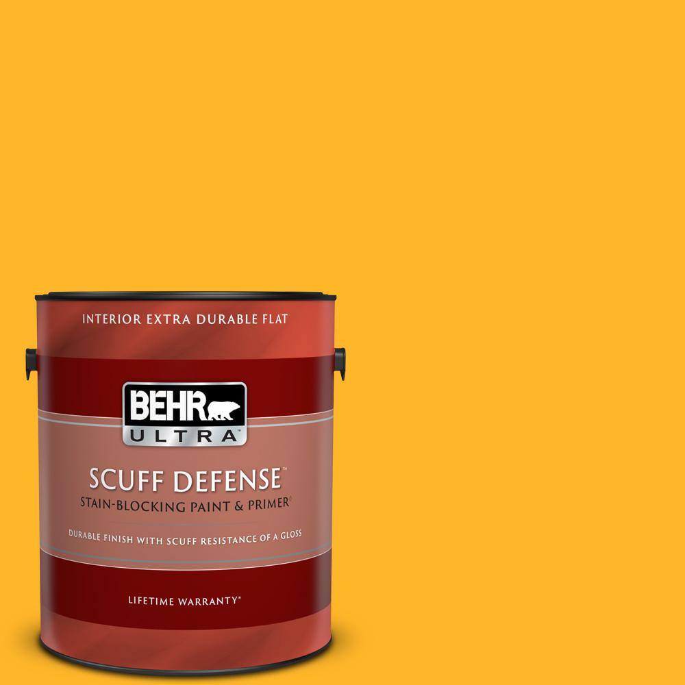 BEHR ULTRA 1 gal. #P260-7 Extreme Yellow Extra Durable Flat Interior ...