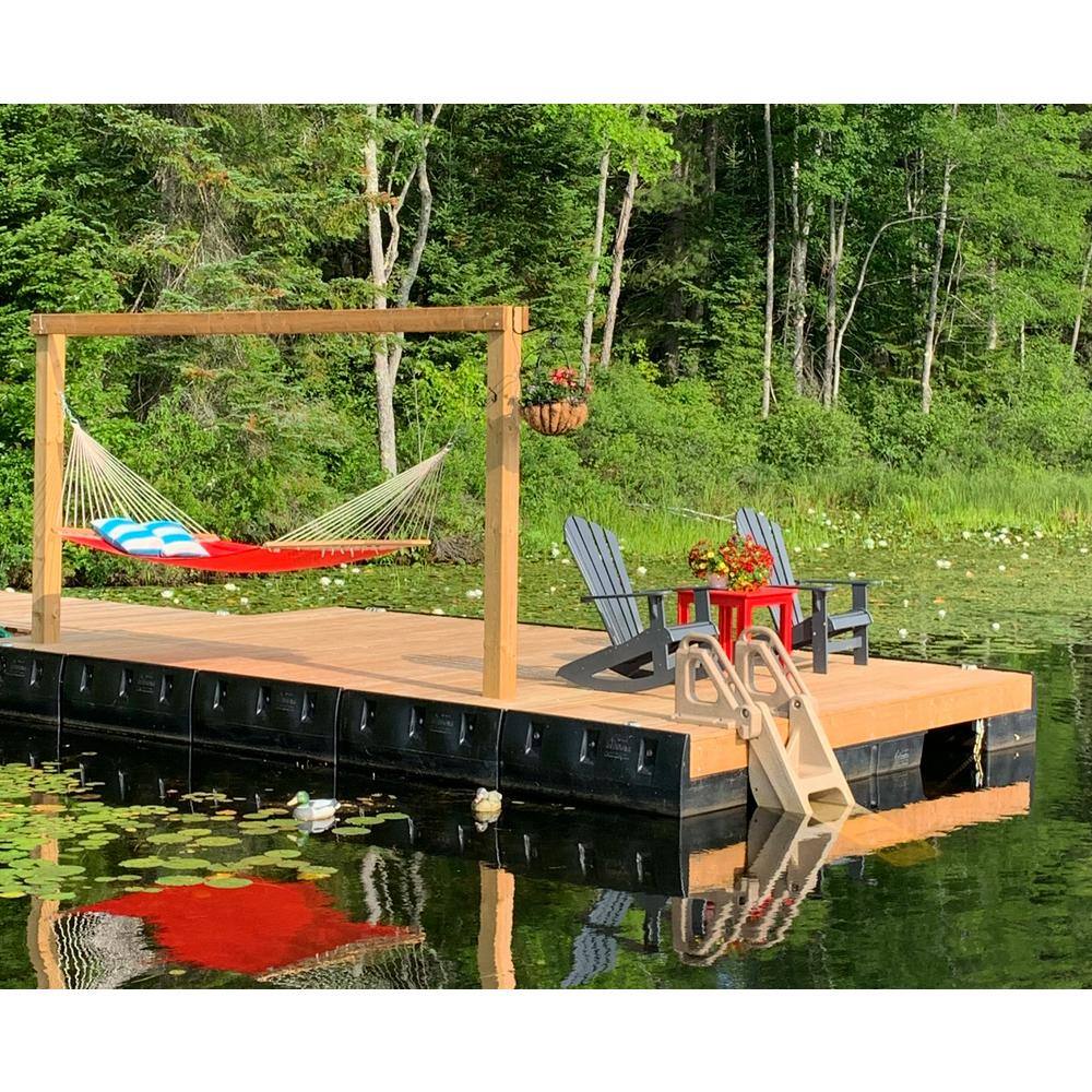 Buy 5-Step Wide Flip-Up Granite Gray Polyethylene Dock Ladder ...