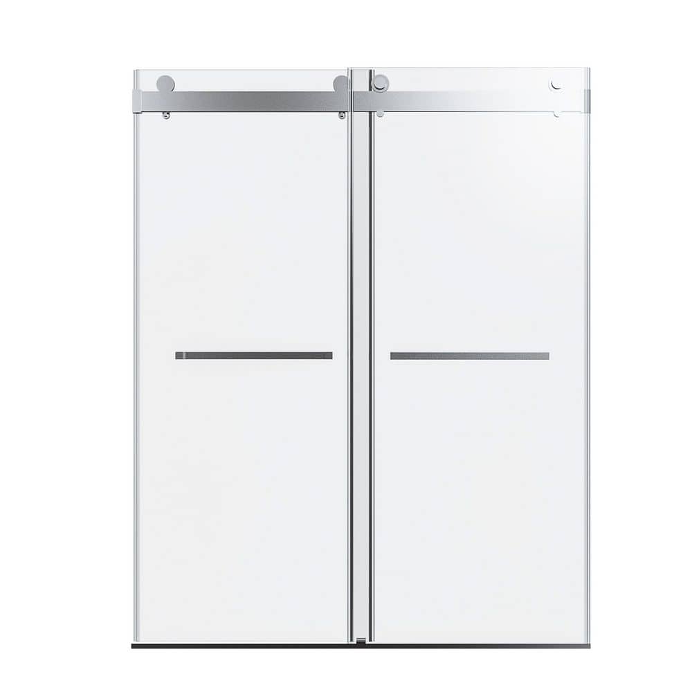 56-60 in. W x 76 in. H Double Bypass Frameless Sliding Shower Door in ...