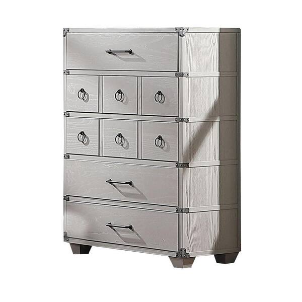 Benjara 36 in. Gray 5-Drawer Chest of Drawers BM230137 - The Home Depot