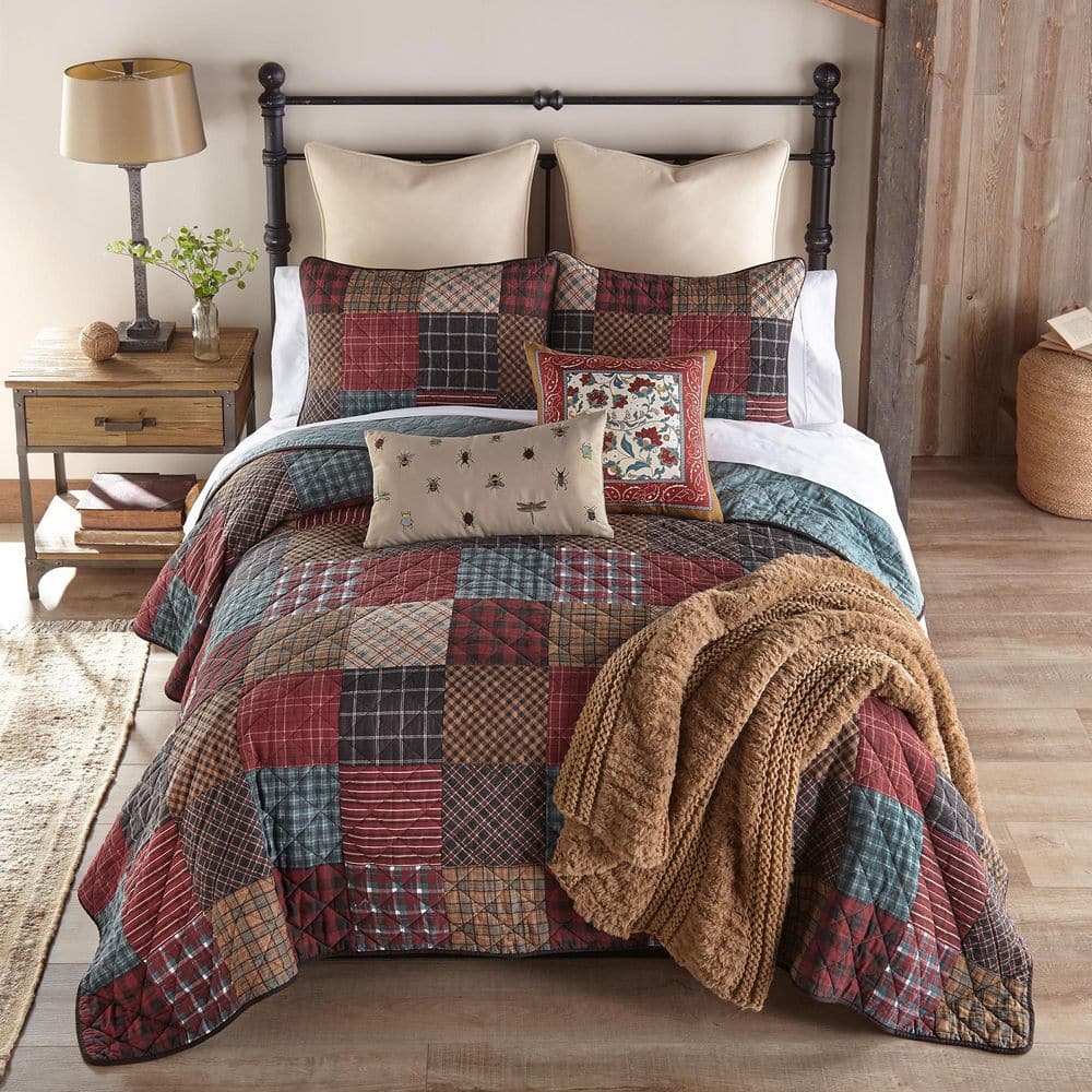 DONNA SHARP Appalachia Plaid 3-Piece Multicolor Cotton Queen Quilt Set ...