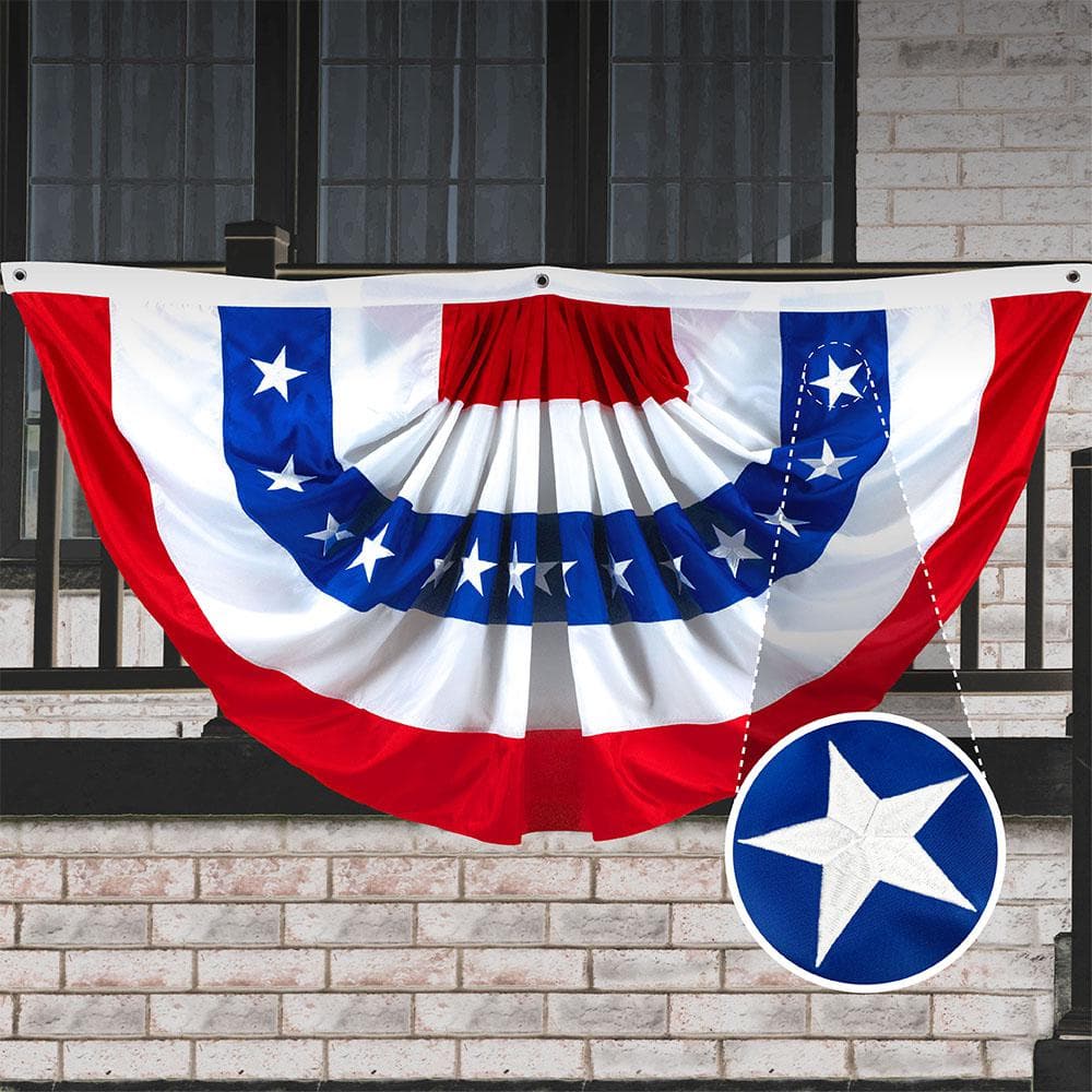 G128 1.5 ft. x 3 ft. Polyester Fan USA Embroidered Flag 210D (1-Pack ...