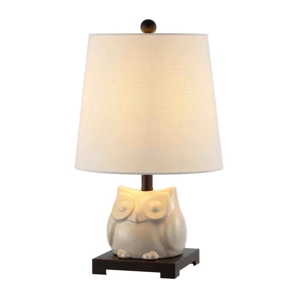 JONATHAN Y Justina 16 in. Antique White Ceramic Mini LED Table Lamp ...
