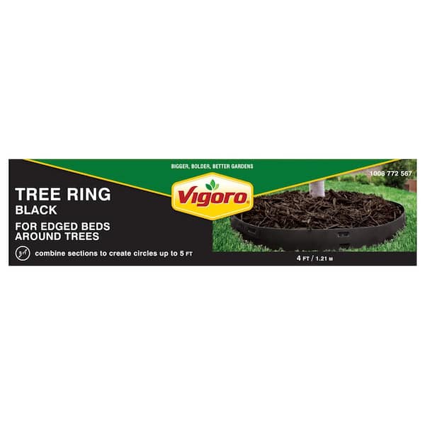 Vigoro 3.75 ft. L Black Metal Tree Ring Landscape Edging Section 867335 ...