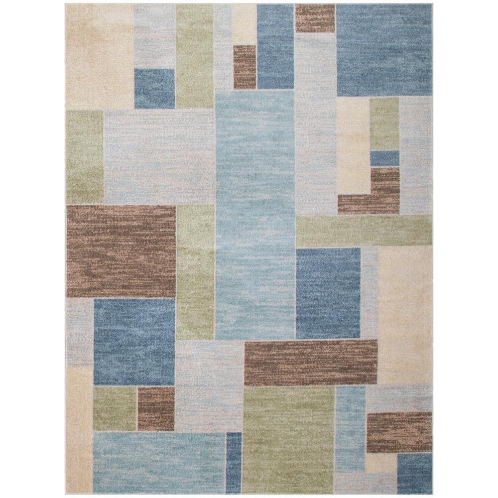 Nourison Astra Machine Washable Blue Green Multi 7 ft. x 9 ft ...