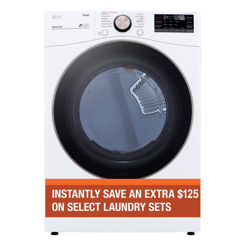 LG 7.4 Cu. Ft. Vented SMART Stackable Electric Dryer in White with ...