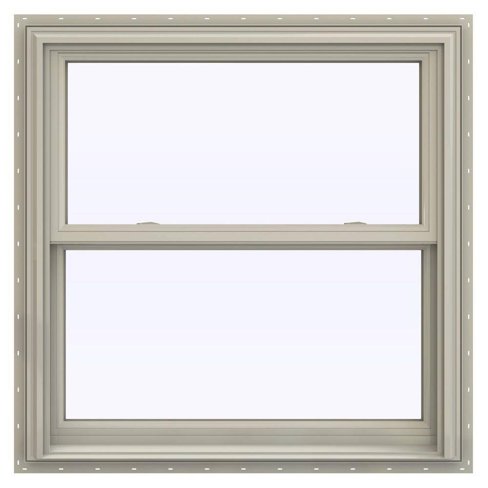 JELD-WEN 35.5 in. x 35.5 in. V-2500 Series Desert Sand Vinyl Double ...