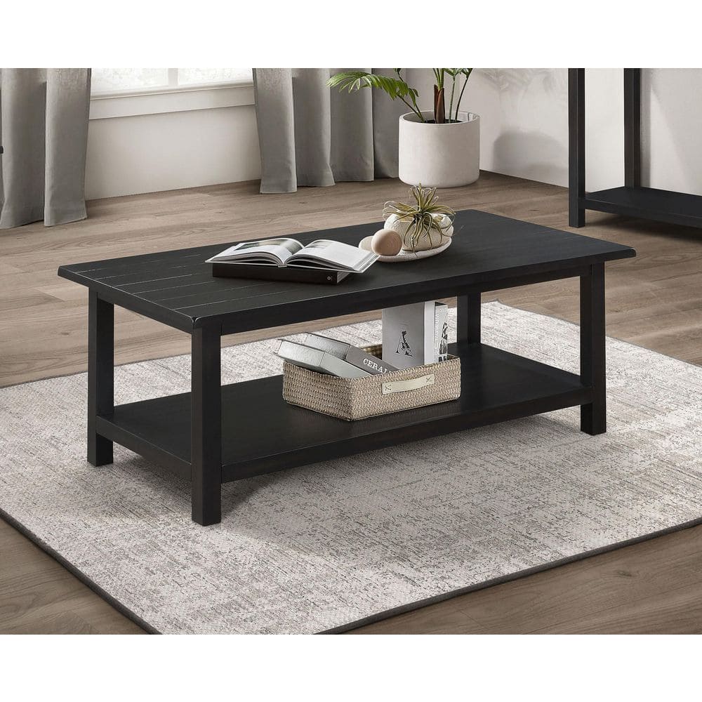 Coaster Payne 47.25 in. Java Brown Rectangle Wood Top Coffee Table with Open Shelf 710568 - The ...