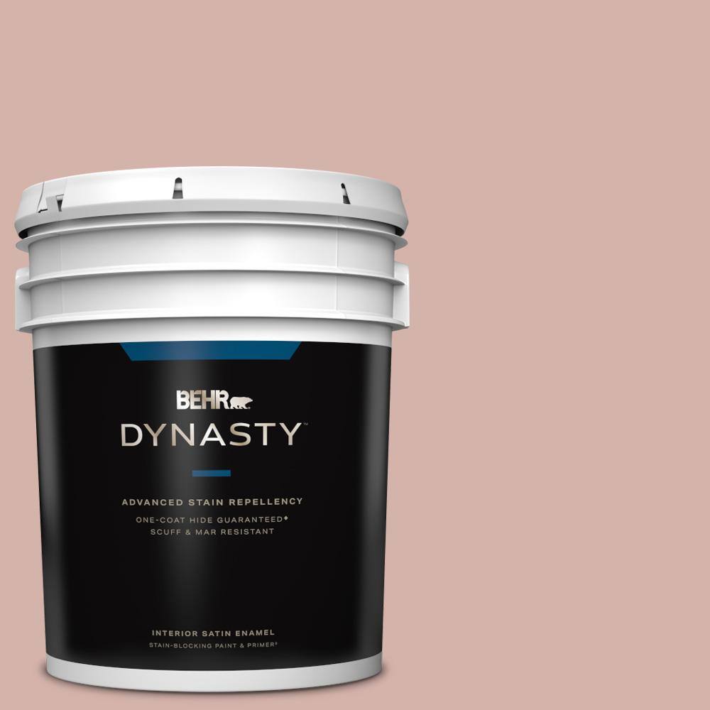 BEHR DYNASTY 5 gal. #S170-3 Castilian Pink One-Coat Hide Satin Enamel ...