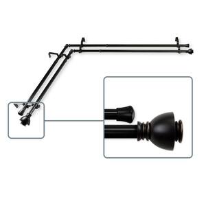 66 in. to 120 in. Adjustable 13/16 in. Corner Window Double Curtain Rod ...