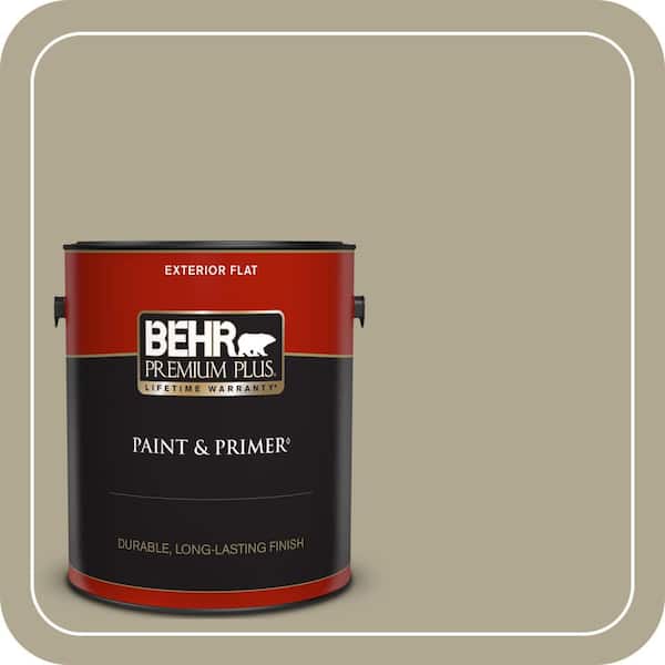 BEHR PREMIUM PLUS 1 gal. #BXC-22 Field Khaki Flat Exterior Paint ...