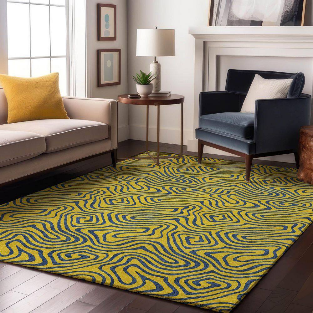 Addison Rugs Mayfield Premium Machine Washable Abstract AMF1031 Yellow ...